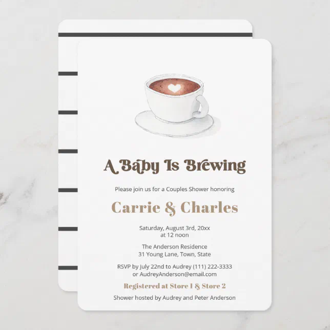 Retro Baby Is Brewing Coffee Couples Baby Shower Invitation | Zazzle