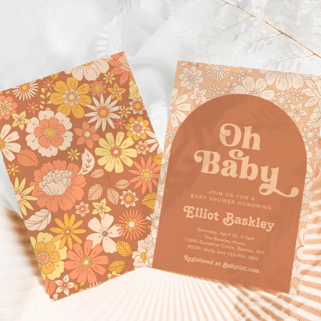 Retro Baby Shower Invitation | Boho Baby Shower | Zazzle