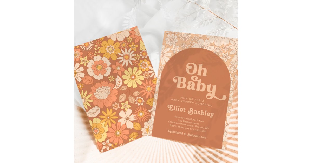 Retro Baby Shower Invitation | Boho Baby Shower | Zazzle