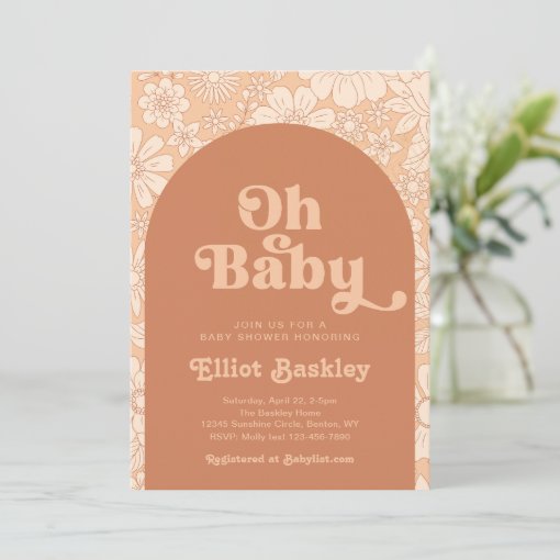 Retro Baby Shower Invitation | Boho Baby Shower | Zazzle