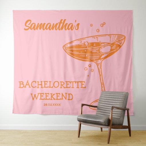 Retro Bachelorette Party Backdrop Modern Cocktail | Zazzle