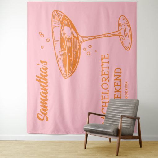 Retro Bachelorette Party Backdrop Modern Cocktail | Zazzle
