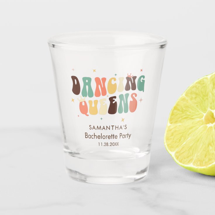 Retro Bachelorette Party Girls Weekend Custom Shot Glass | Zazzle