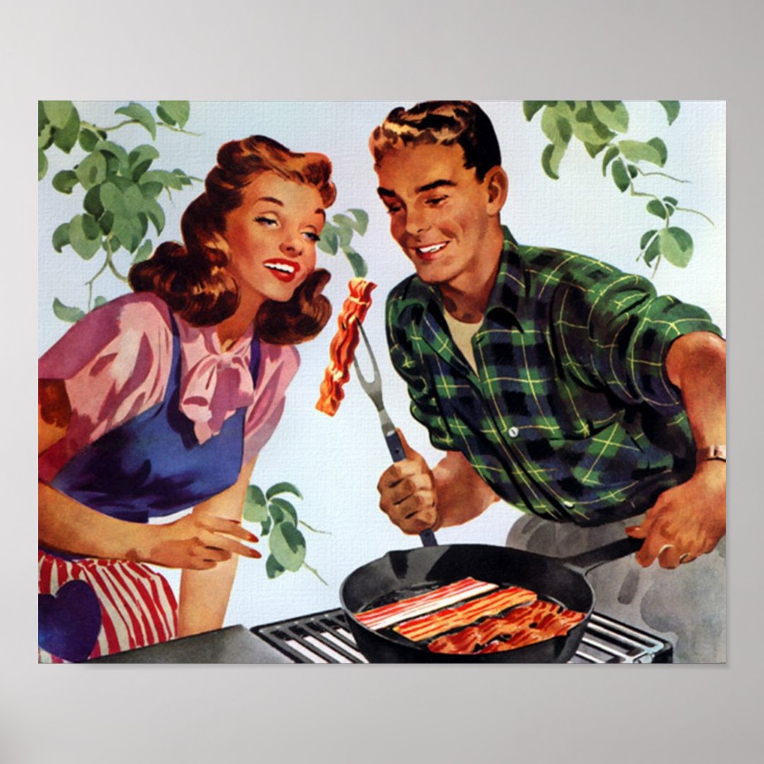 Retro Bacon Barbeque Poster | Zazzle