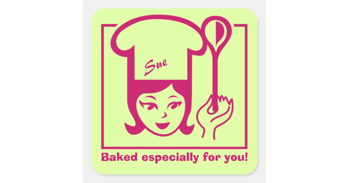 Retro "Bakergirl" Stickers for Baked Goods | Zazzle