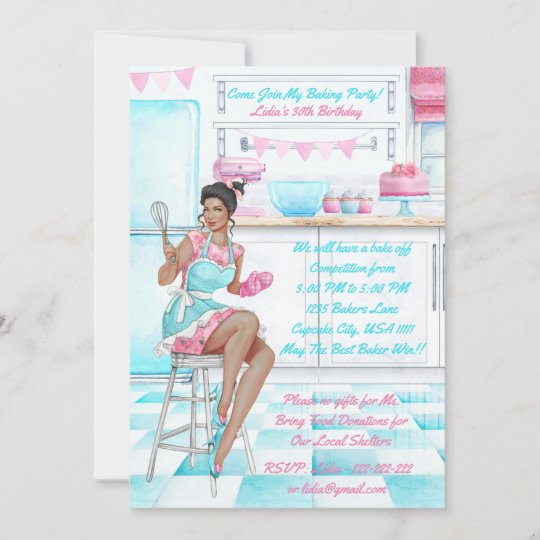 Retro Baking Cook Off Competition Birthday Party Invitation | Zazzle.com