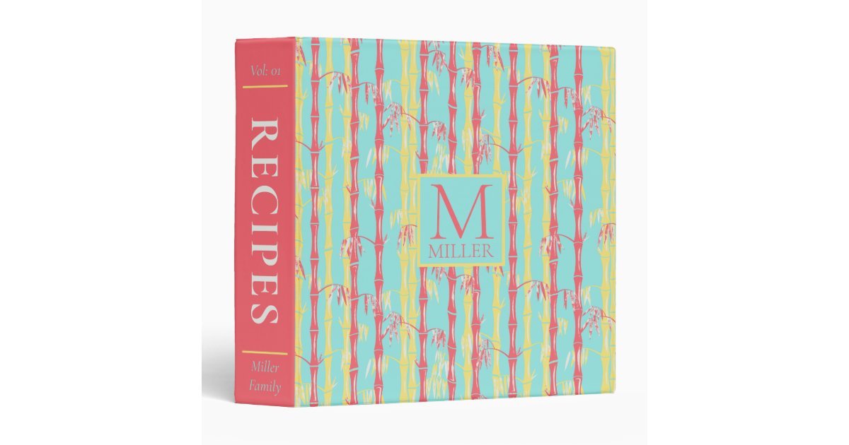 Retro Bamboo Recipe 3 Ring Binder | Zazzle