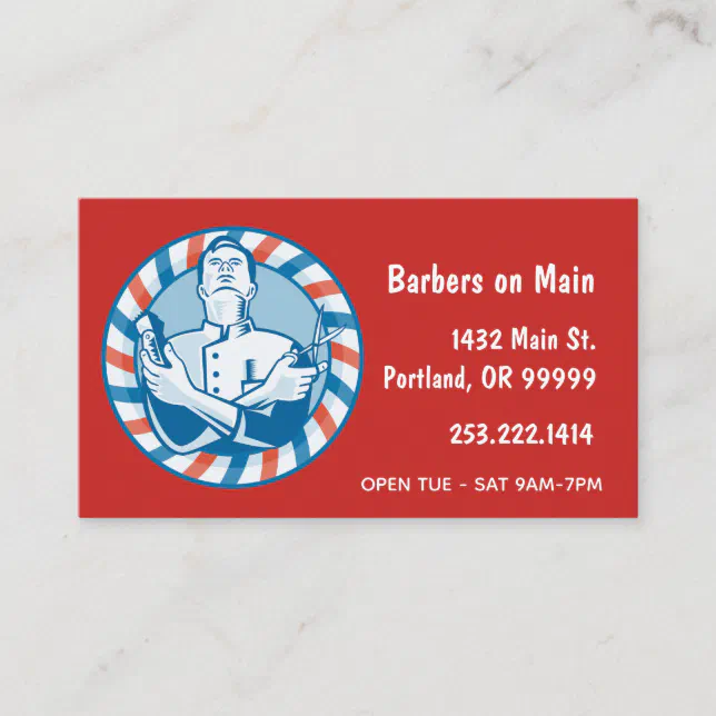 Retro Barber Badge Business Card | Zazzle