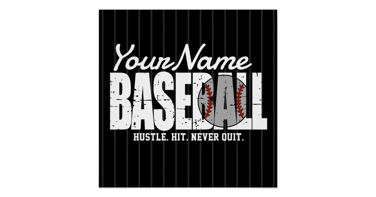 Retro Baseball ADD NAME Pinstripe Team Player Poster | Zazzle