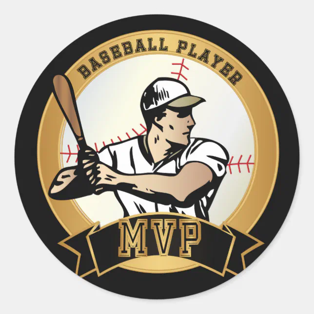 Retro Baseball Player Classic Round Sticker | Zazzle