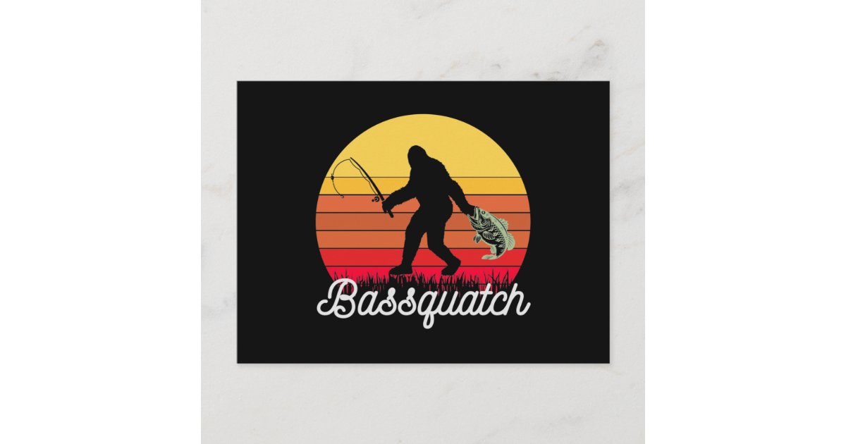 Retro Bassquatch Bigfoot Fishing Postcard | Zazzle