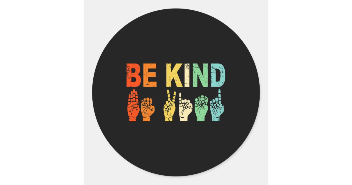 Retro Be Kind Hand Sign ASL Autism Awareness Men W Classic Round ...