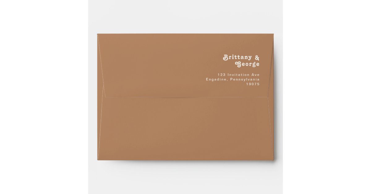 Retro Beach | Brown Wedding Invitation Envelope | Zazzle.com