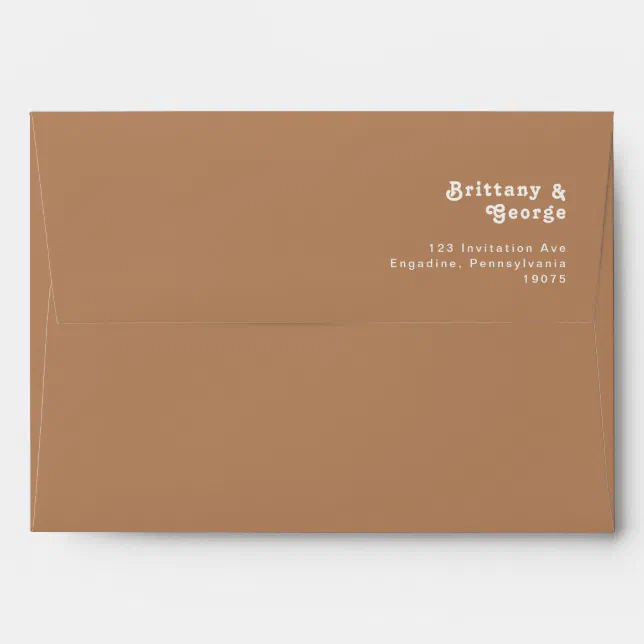 Retro Beach | Brown Wedding Invitation Envelope | Zazzle