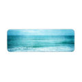 Retro Beach - Coastal Ocean Teal Blue Watercolor Label | Zazzle