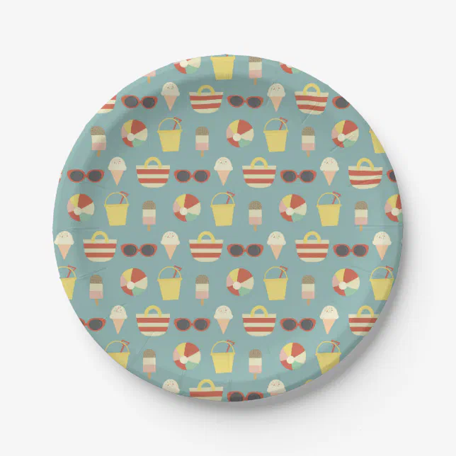 Retro Beach Party Summer Birthday Paper Plates | Zazzle
