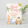 Retro Beach Party Surf Board Pink Birthday Party Invitation | Zazzle