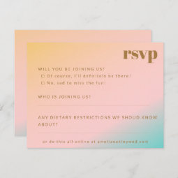 Retro Beach Pastel Gradient Unique Wedding Website RSVP Card | Zazzle