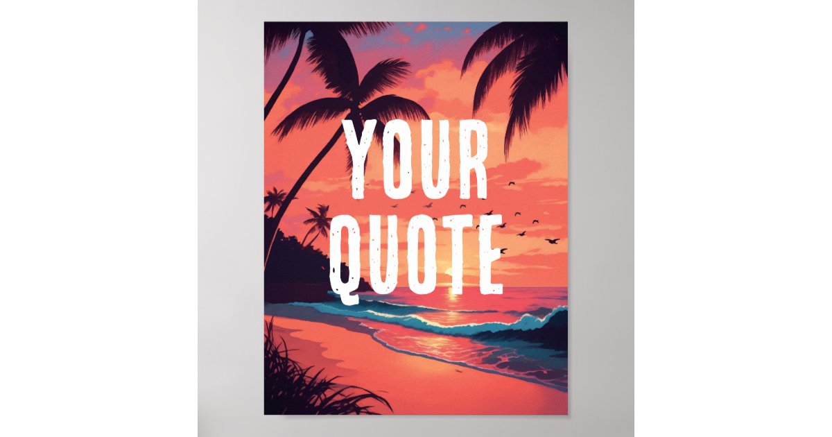 Retro beach summer sunset poster | Zazzle