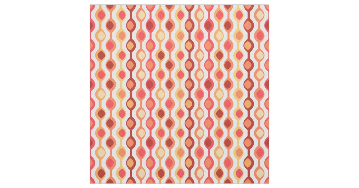 Retro Bead Pattern Yellow Orange Fabric | Zazzle