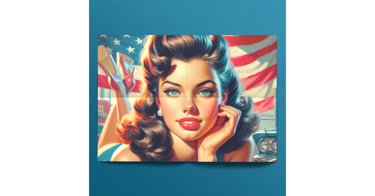 Retro Beautiful American Girl Tissue Paper | Zazzle