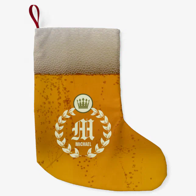 Retro Beer and Personalized Monogram Small Christmas Stocking | Zazzle
