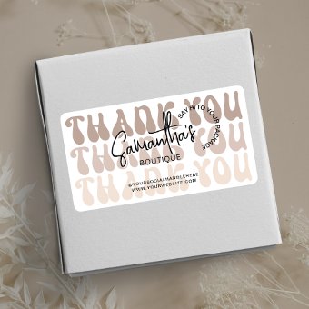 Retro Beige Business Thank You For Purchase Label | Zazzle