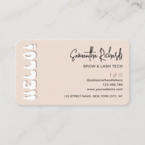Retro Beige Modern Girly Lash Beauty Salon or Spa Business Card | Zazzle