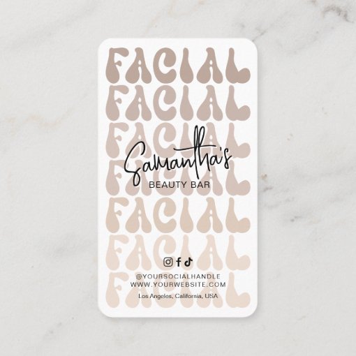 Retro Beige Trendy Facial Care Instructions Salon Business Card | Zazzle