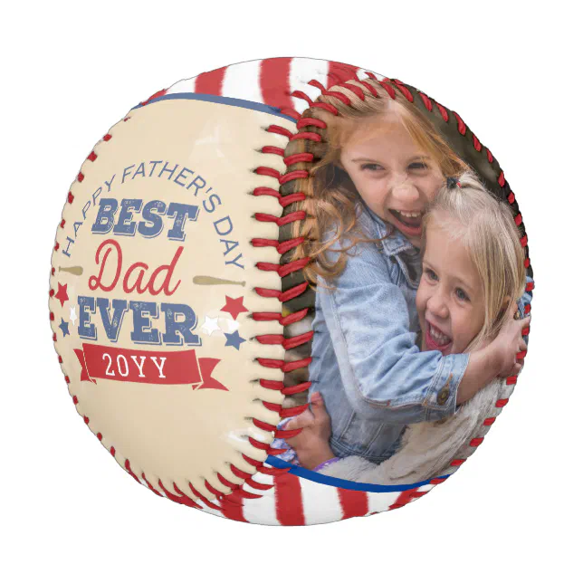 Retro Best DAD Ever Happy Father's Day Photo Baseball | Zazzle
