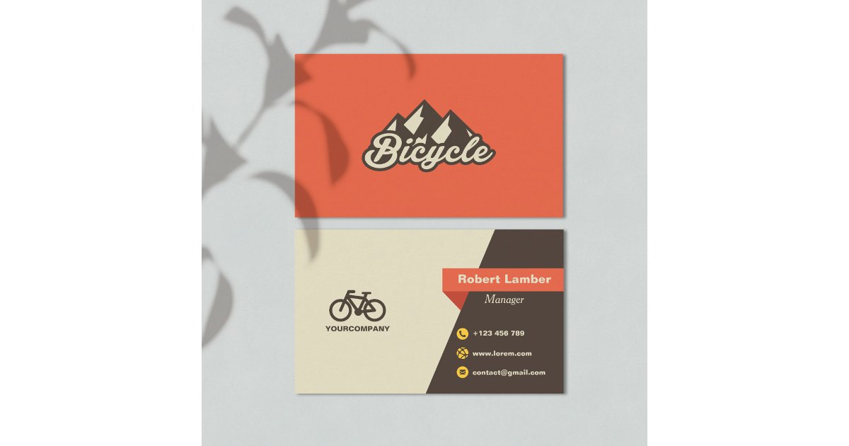 Retro Bicycle Logo Orange Modern Business Card | Zazzle