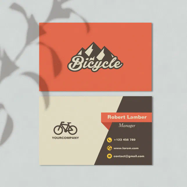 Retro Bicycle Logo Orange Modern Business Card | Zazzle