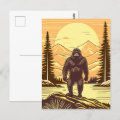 Retro Bigfoot Vintage Sasquatch Mountains Postcard | Zazzle
