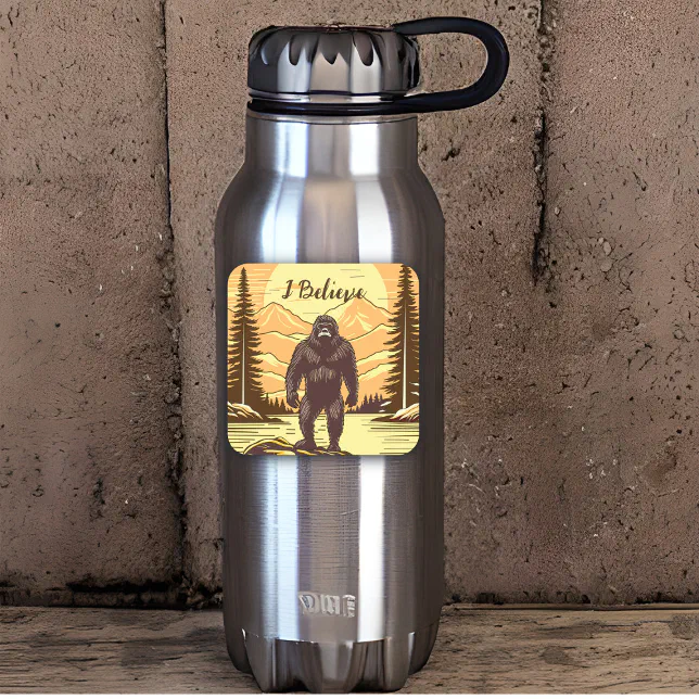 Retro Bigfoot Vintage Sasquatch Mountains Square Sticker | Zazzle