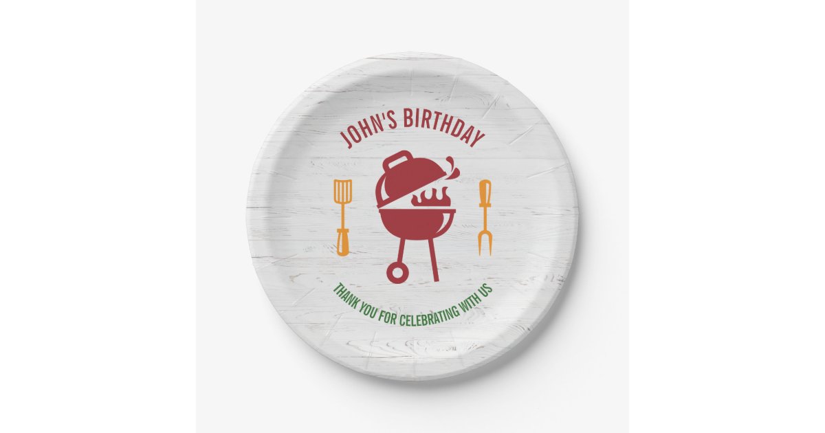 Retro Birthday BBQ Paper Plate | Zazzle