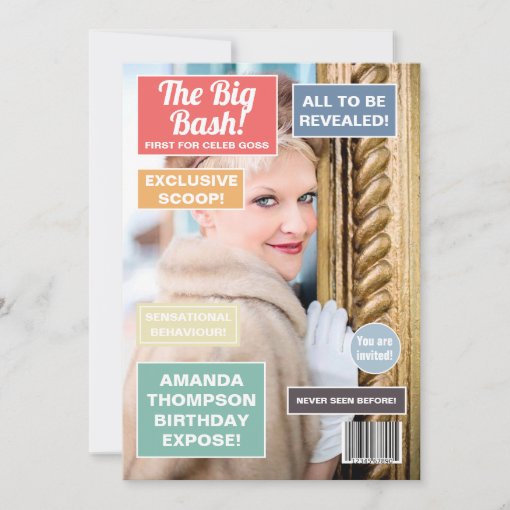 Retro Birthday Magazine Cover Invitation | Zazzle