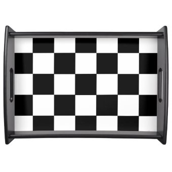 Retro Black and White Checker Pattern Serving Tray | Zazzle