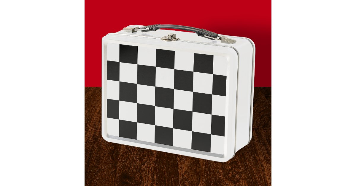 Retro Black and White Checkerboard Drink Coasters Metal Lunch Box | Zazzle