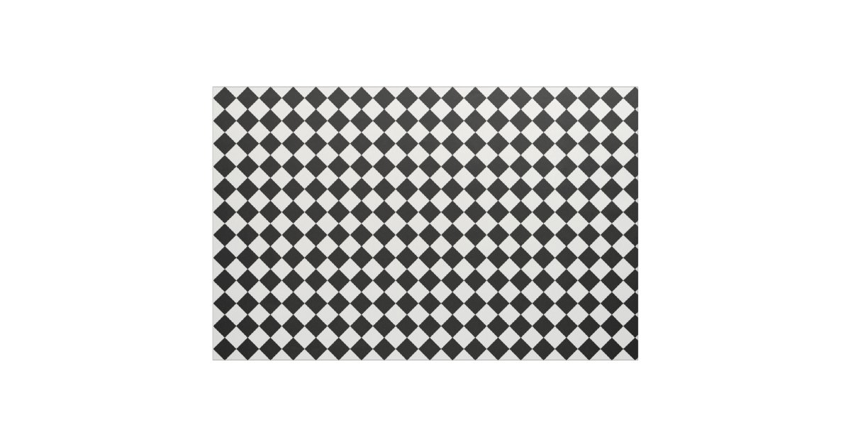 Retro Black and White Checkerboard Pattern Fabric | Zazzle