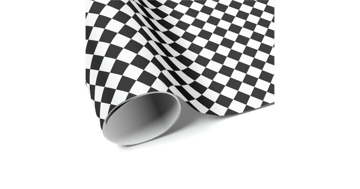 Retro Black and White Checkered Pattern Wrapping Paper | Zazzle
