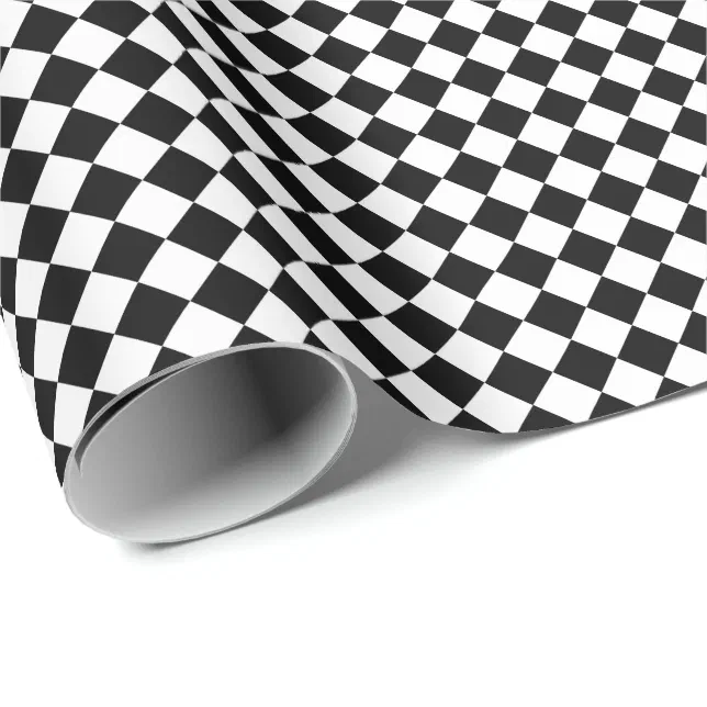 Retro Black and White Checkered Pattern Wrapping Paper | Zazzle