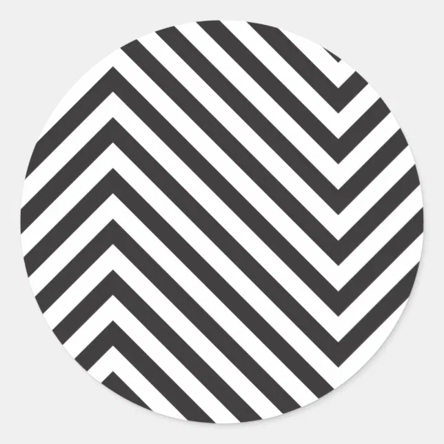 Retro Black and White Pattern Classic Round Sticker | Zazzle