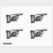 Retro Black and White Pointing Finger Rectangular Sticker | Zazzle