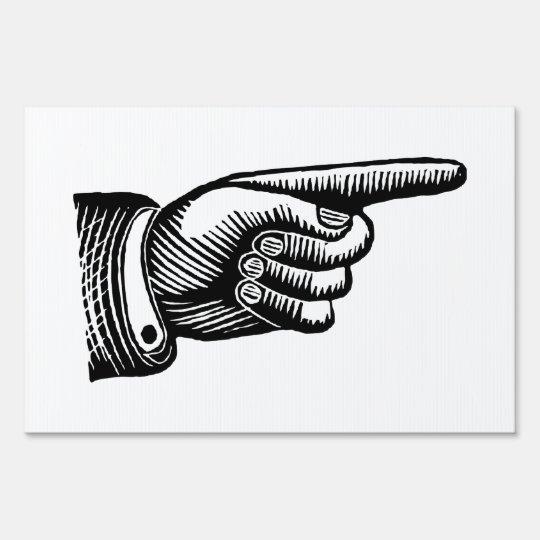 Retro Black and White Pointing Finger Sign | Zazzle.com
