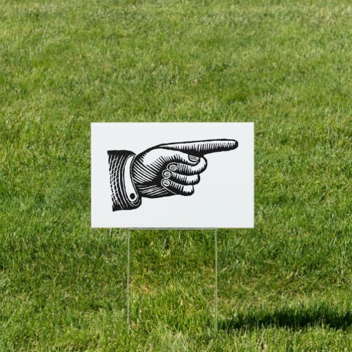 Retro Black and White Pointing Finger Sign | Zazzle