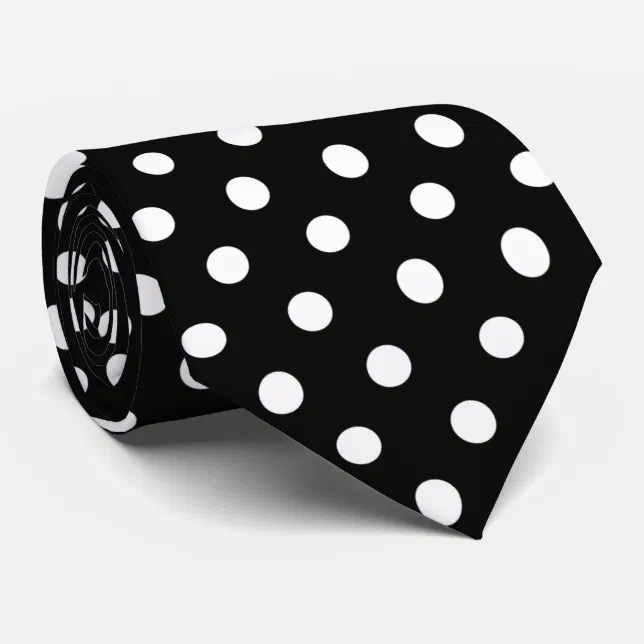 Retro black and white polka dot neck tie | Zazzle
