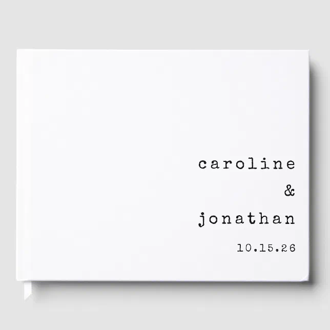 Retro Black and White Typewriter Custom Wedding Guest Book | Zazzle