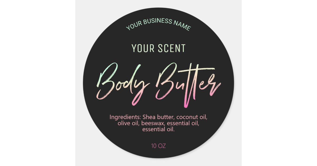 Retro Black Body Butter Labels | Zazzle