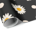 Retro Black Daisy Floral Pattern Wrapping Paper | Zazzle