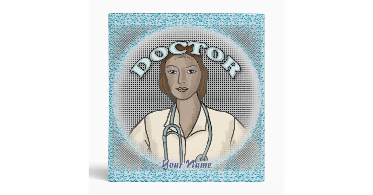 Retro black Female Doctor binder | Zazzle